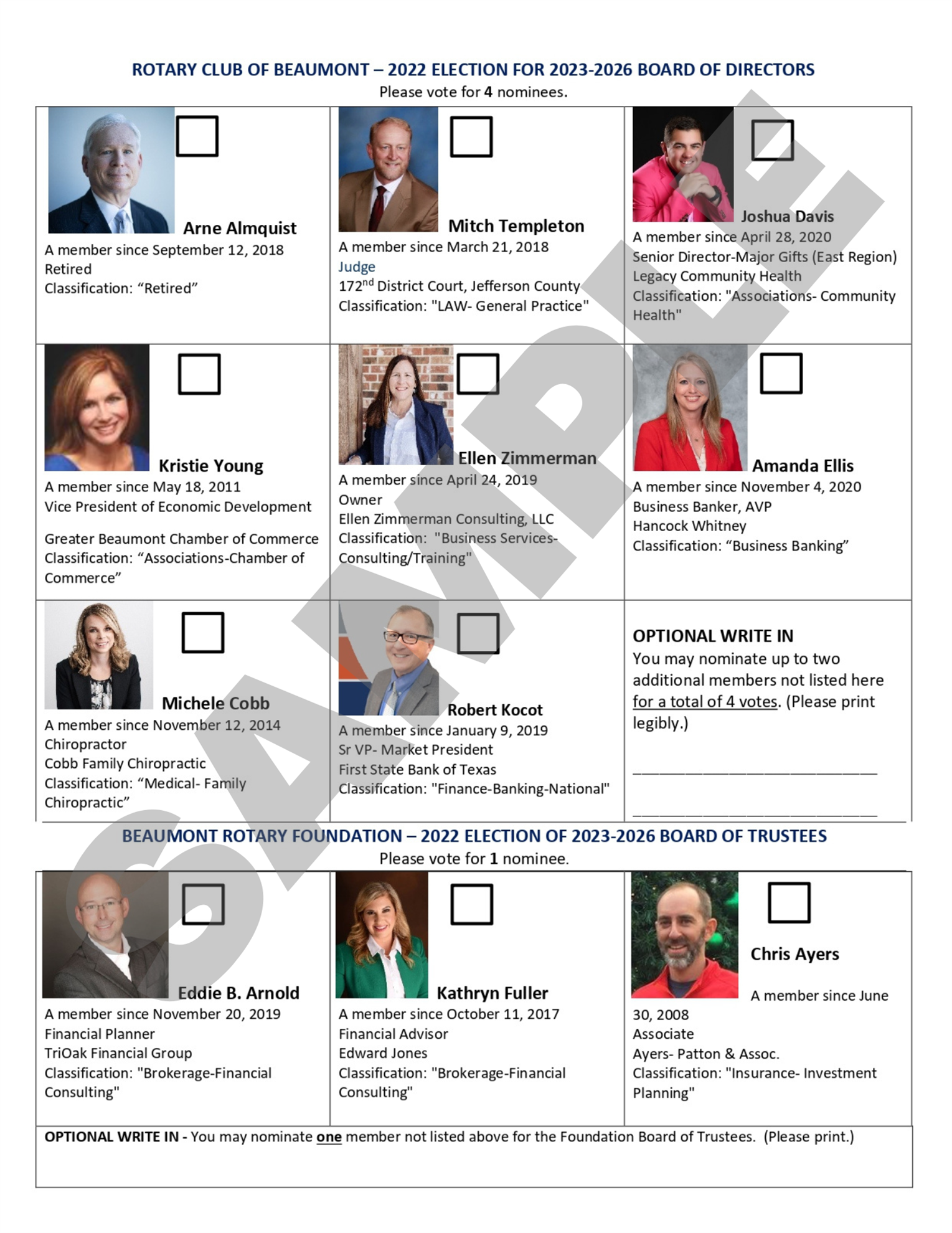 Election | Beaumont Rotary Club