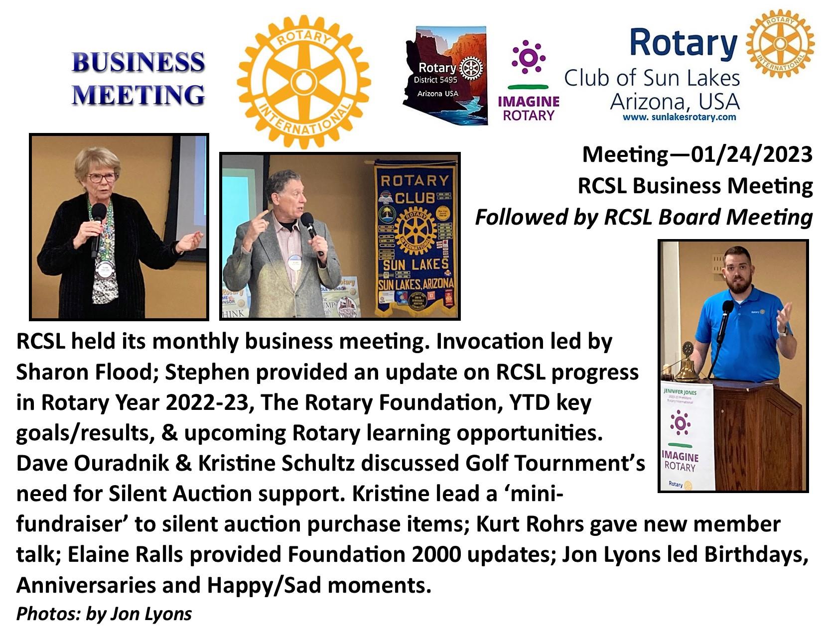 RCSL Jan 24 Meeting | Rotary Club of Sun Lakes