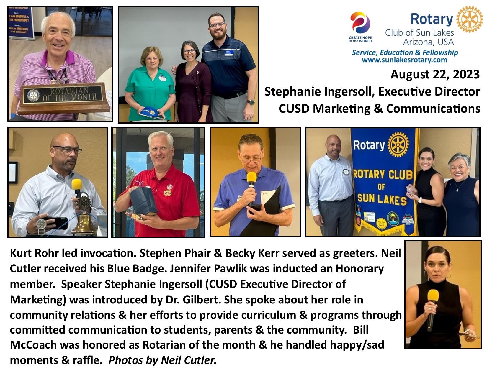 RCSL August 22 Meeting | Rotary Club of Sun Lakes