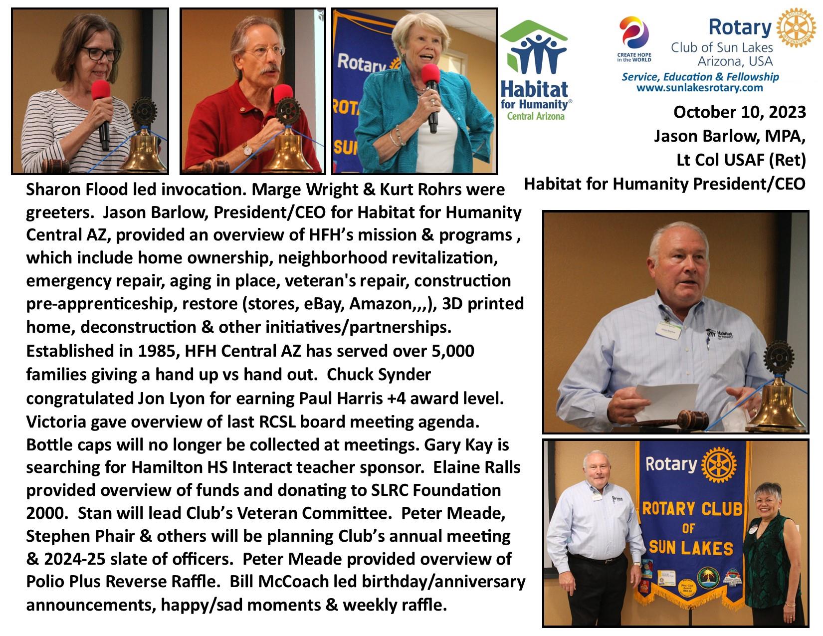 RCSL October 10 Meeting | Rotary Club of Sun Lakes