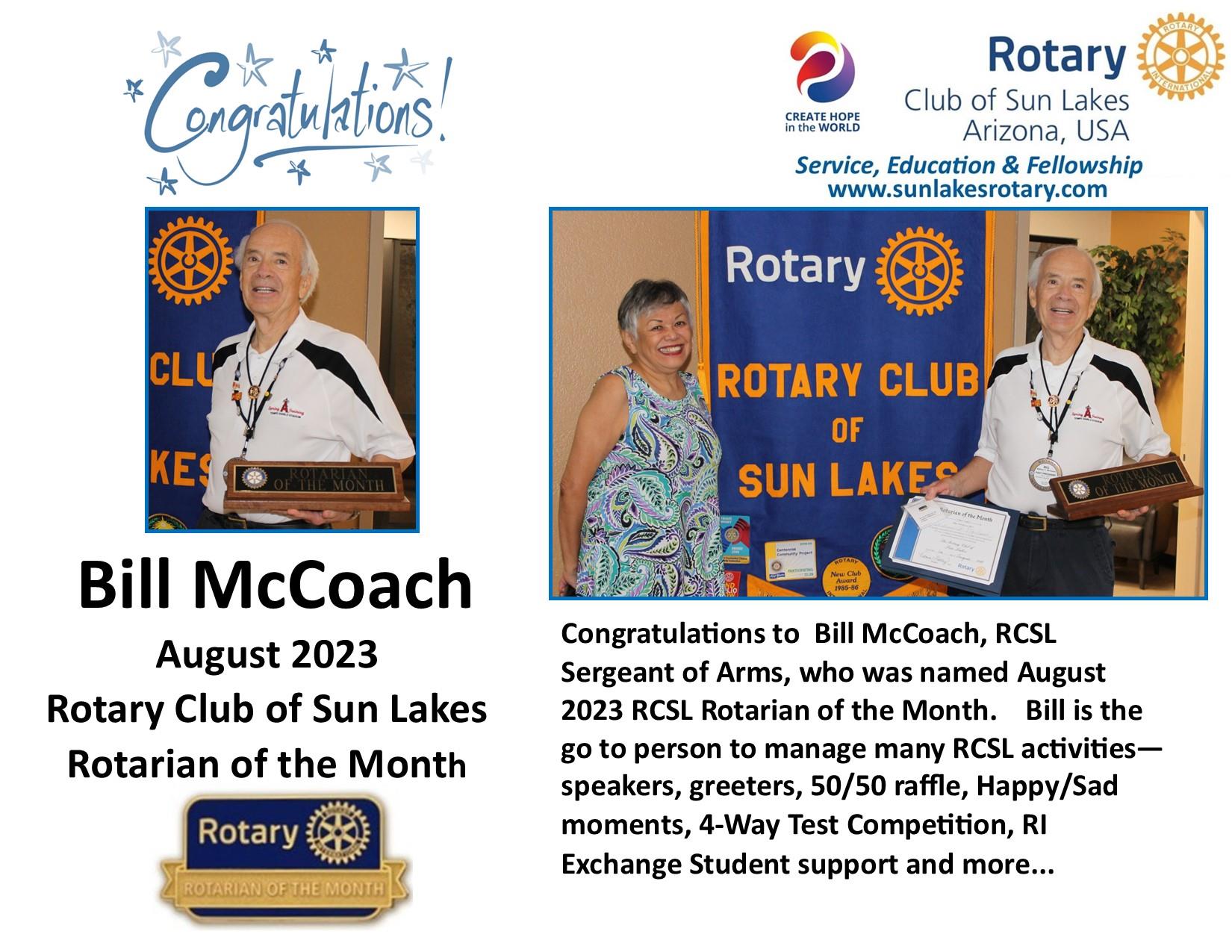 August Rotarian of the Month | Rotary Club of Sun Lakes