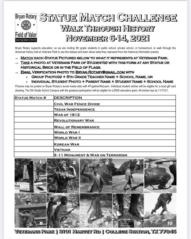 2021 Statue Match Challenge | The Rotary Club of Bryan Texas, Inc.