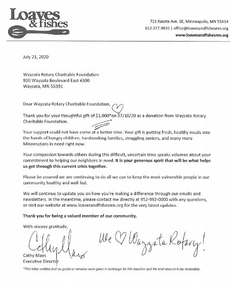 Spring Grant Winner Thank-You Notes | Rotary Club of Wayzata
