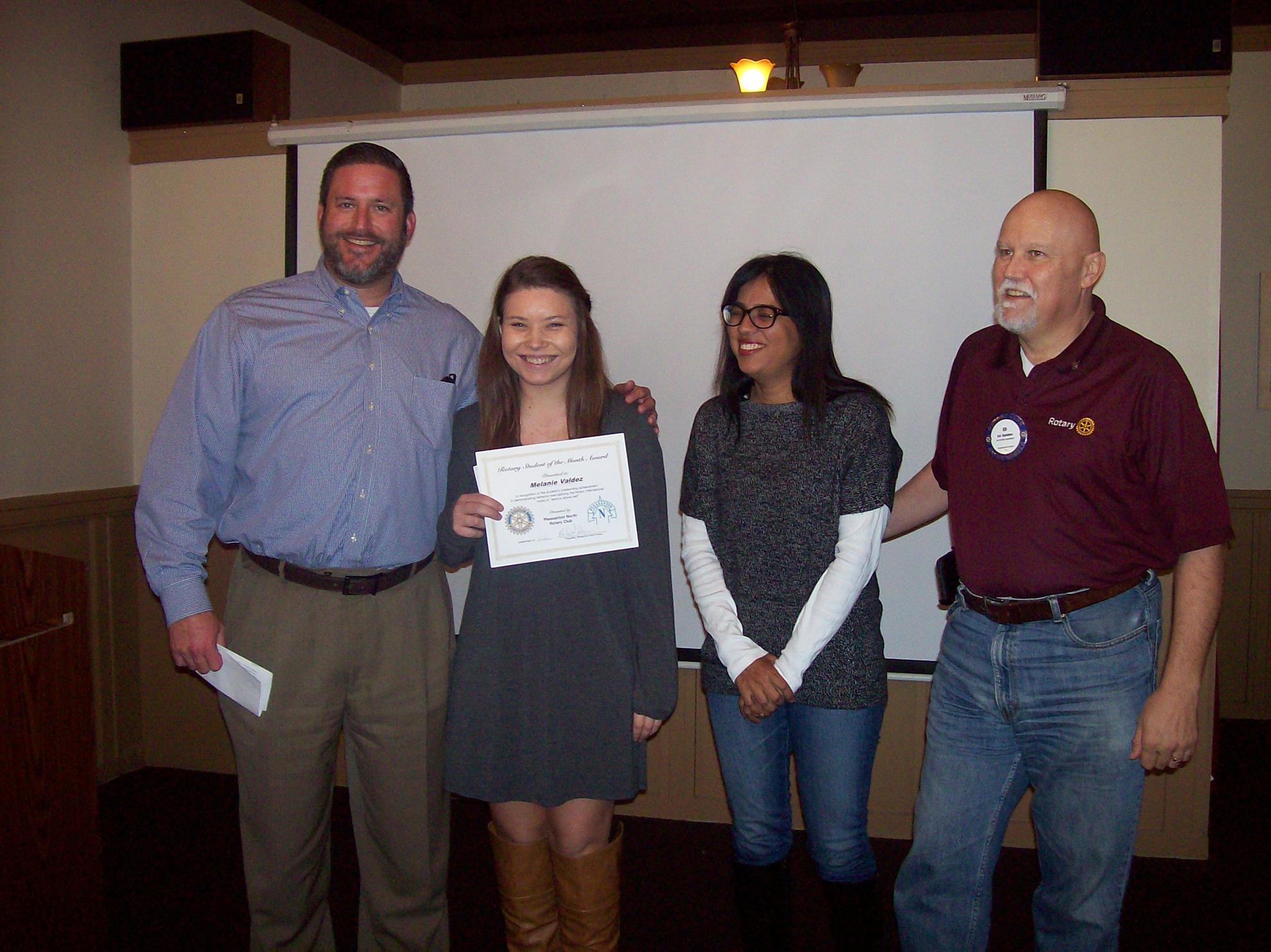 February Student of the Month--Melanie Valdez | Rotary Club of ...