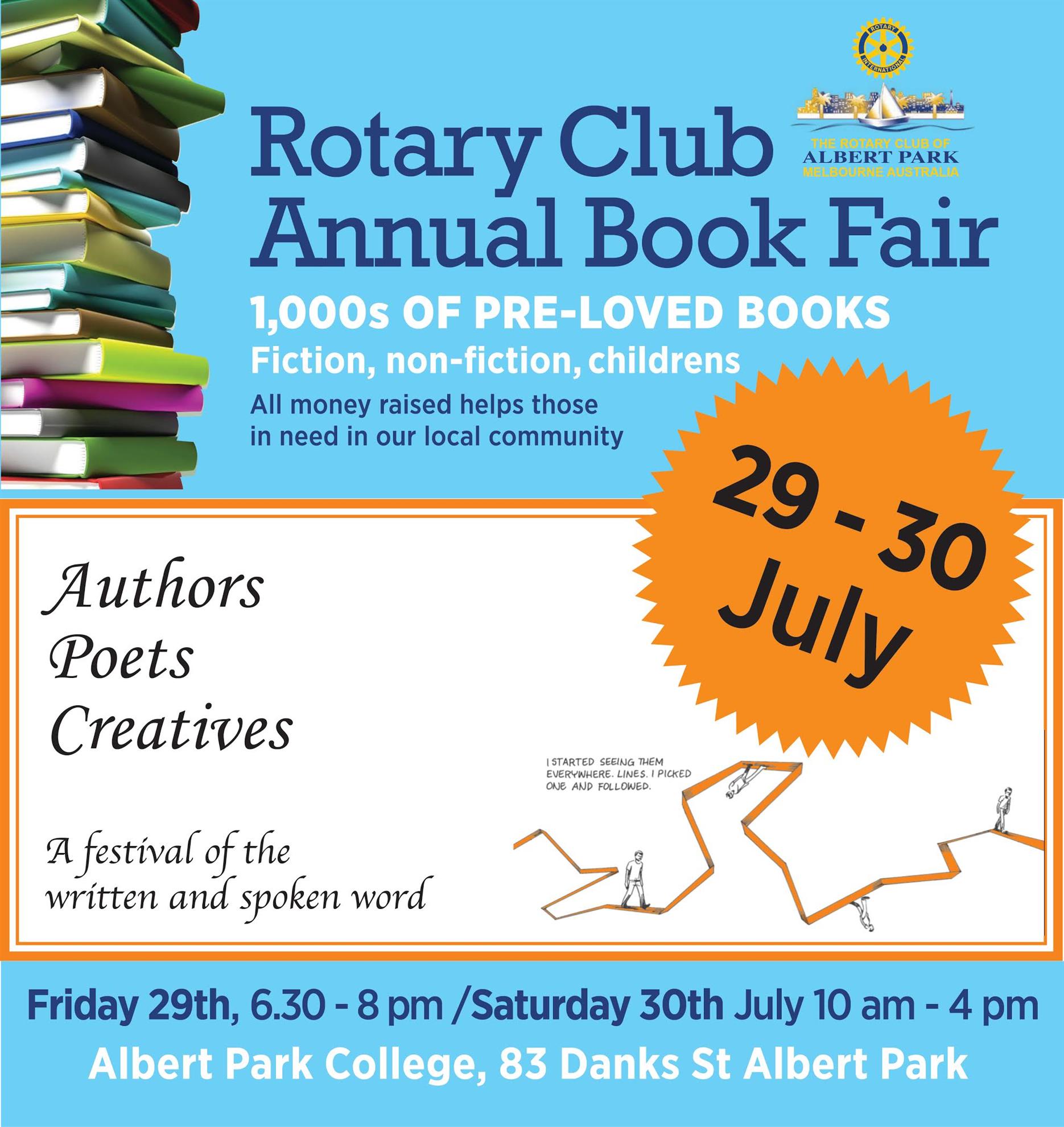 Writers Festival Book Fair - 29/30 July | Rotary Club of Albert Park