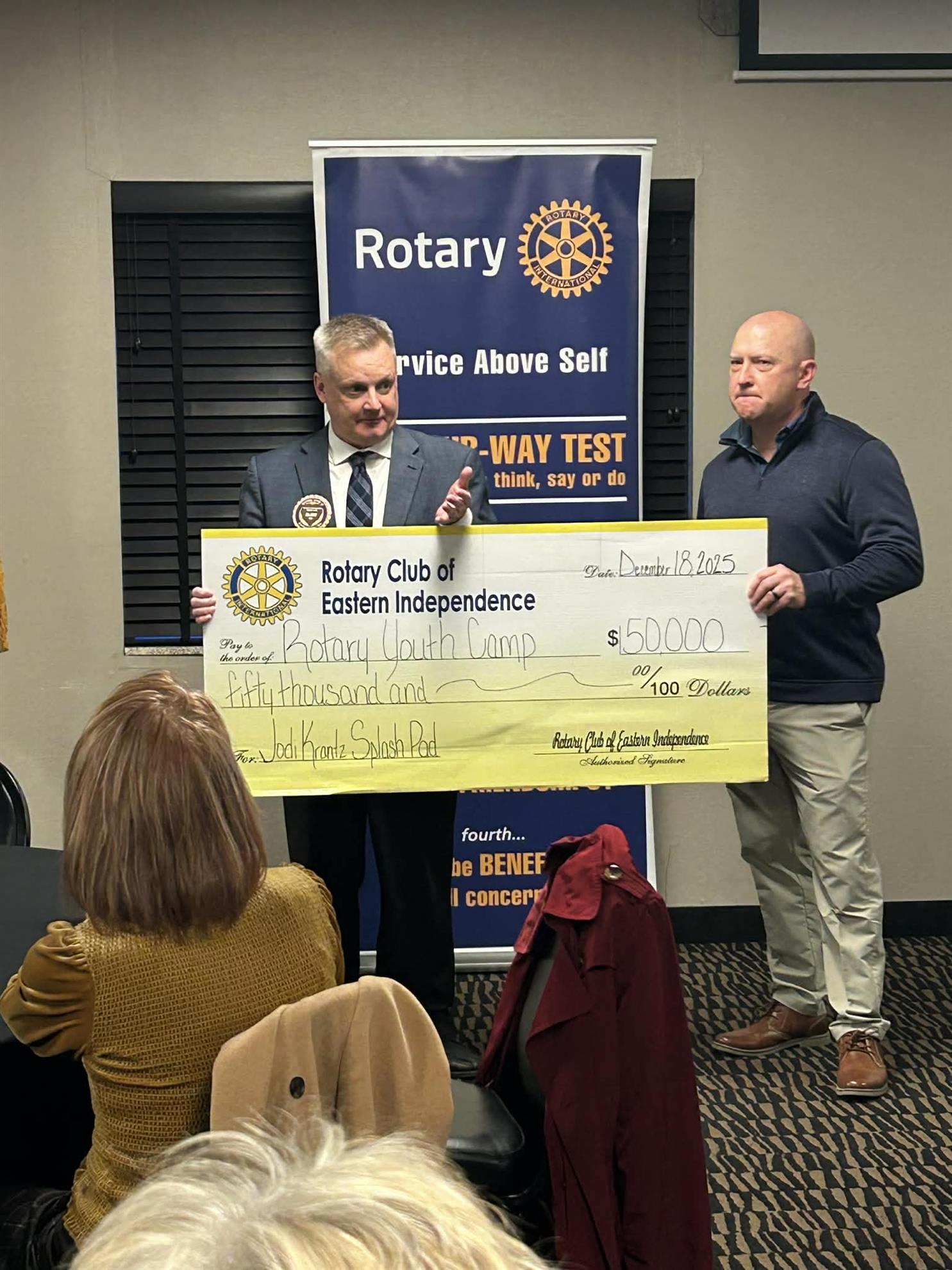 Eastern Independence Presents Check to the Camp | Rotary Club of Kansas ...