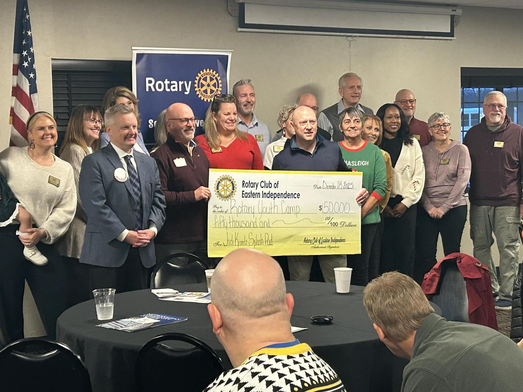 Eastern Independence Presents Check to the Camp | Rotary Club of Kansas ...