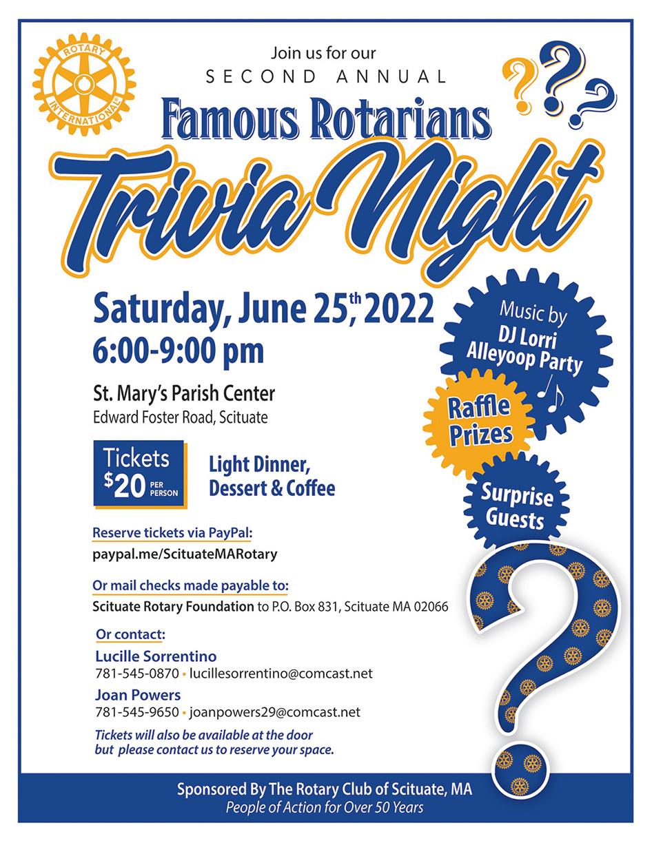Rotary Club of Scituate to host Famous Rotarians Trivia Night | Rotary ...