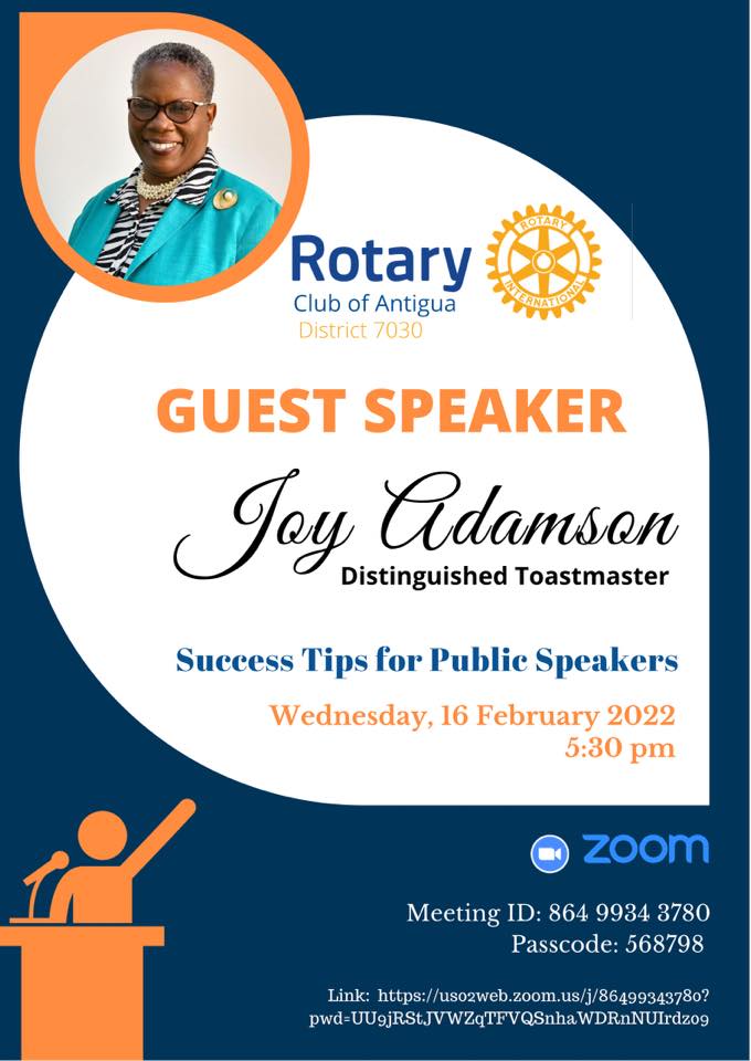 Joy Adamson - Tips for Public Speakers | Rotary Club of Antigua