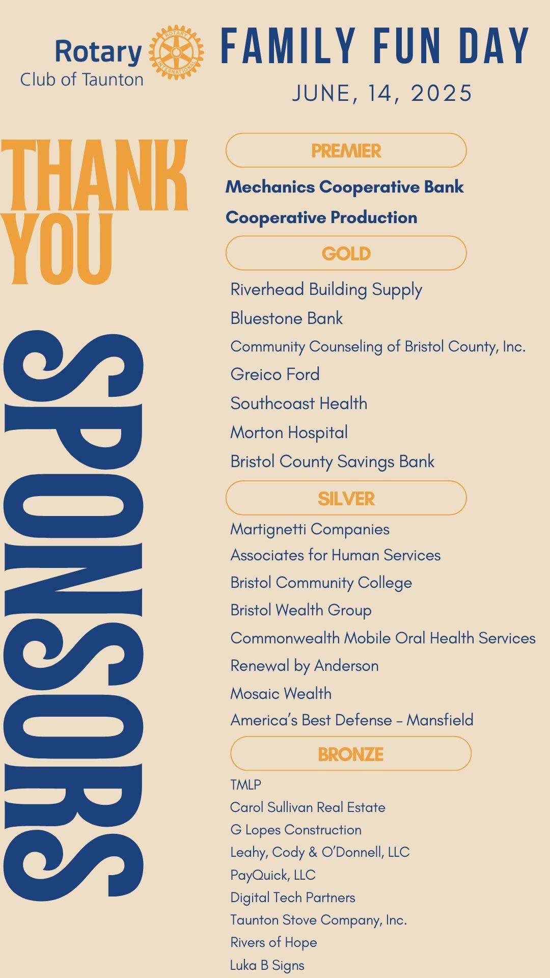 Family Fun Day 2025 Sponsors | Rotary Club of Taunton