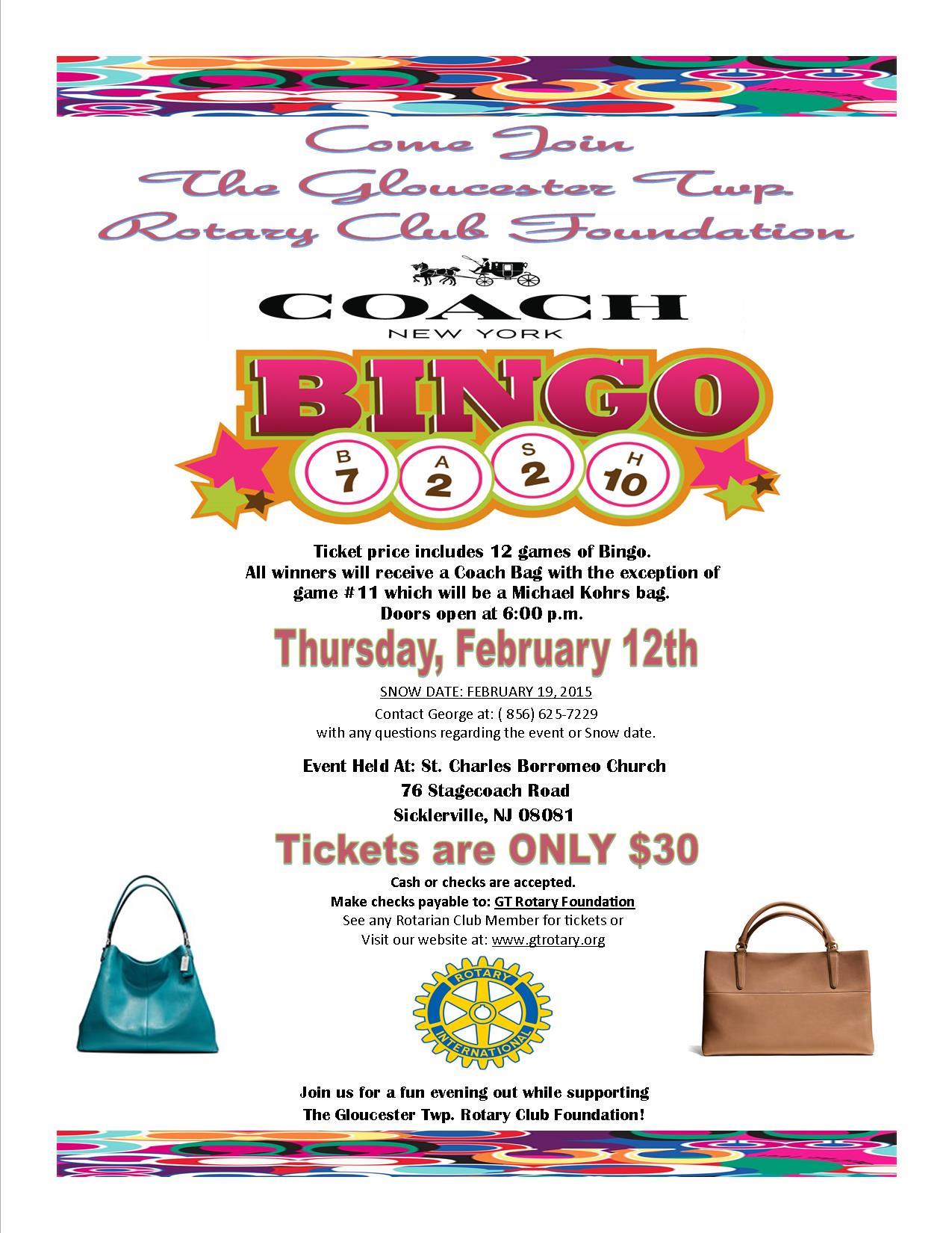 Coach Bingo Fundraiser