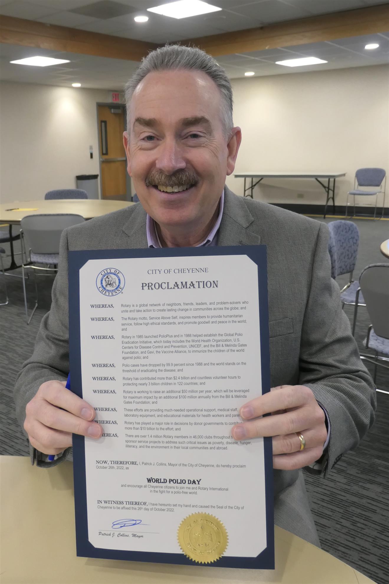 Mayor Signs World Polio Day Proclamation | Rotary Club of Cheyenne