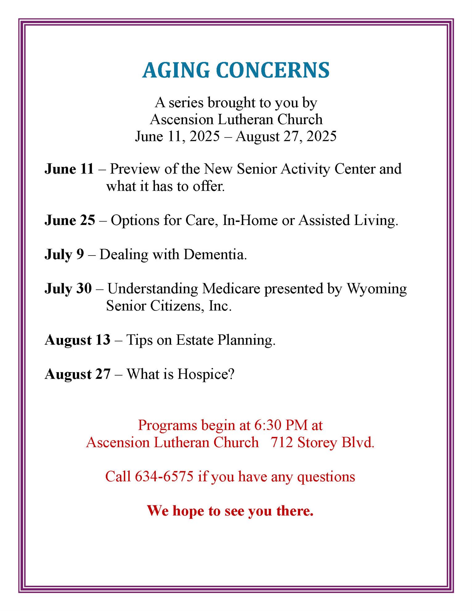 Aging Concerns Seminar | Rotary Club of Cheyenne