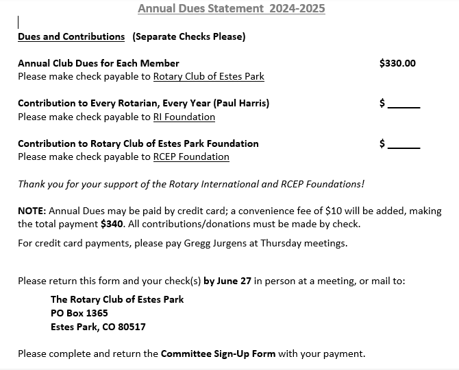 Estes Park Rotary Spoke for June 27, 2024 (Jun. 21, 2024)
