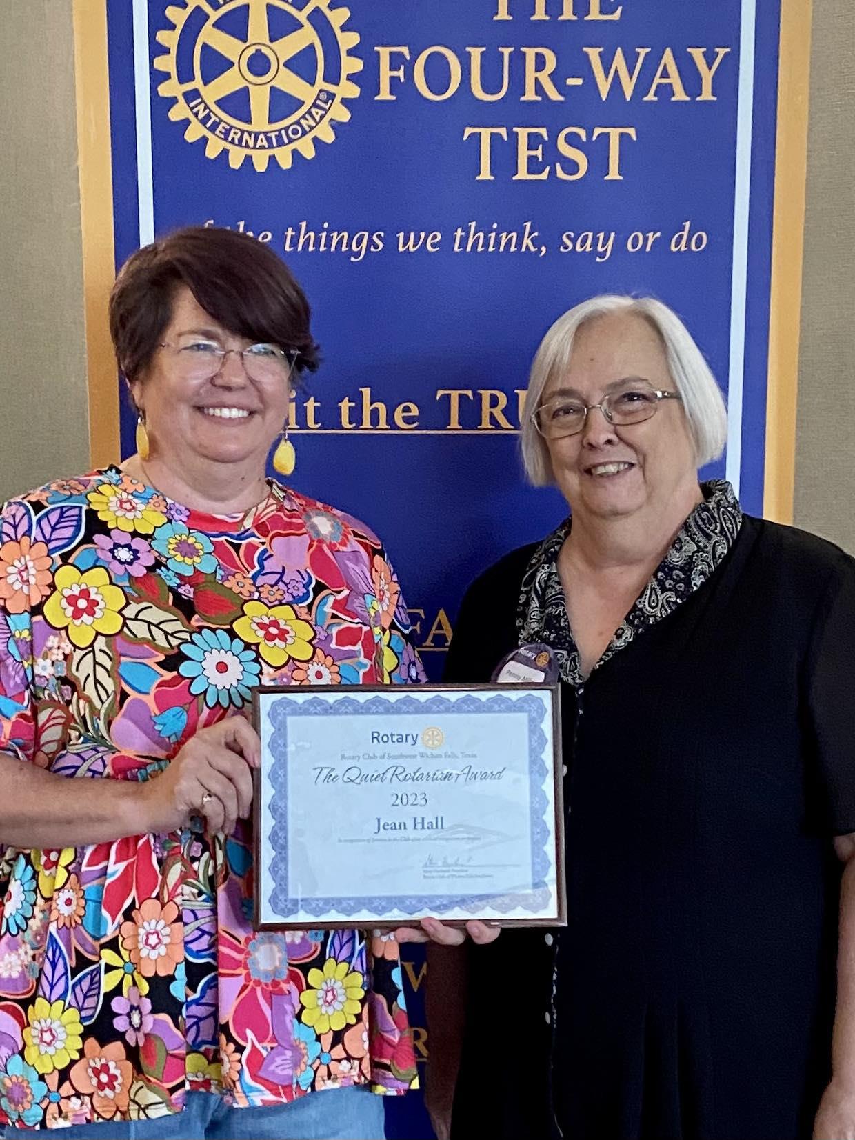 Congratulations Jean Hall | Wichita Falls Southwest Rotary Club