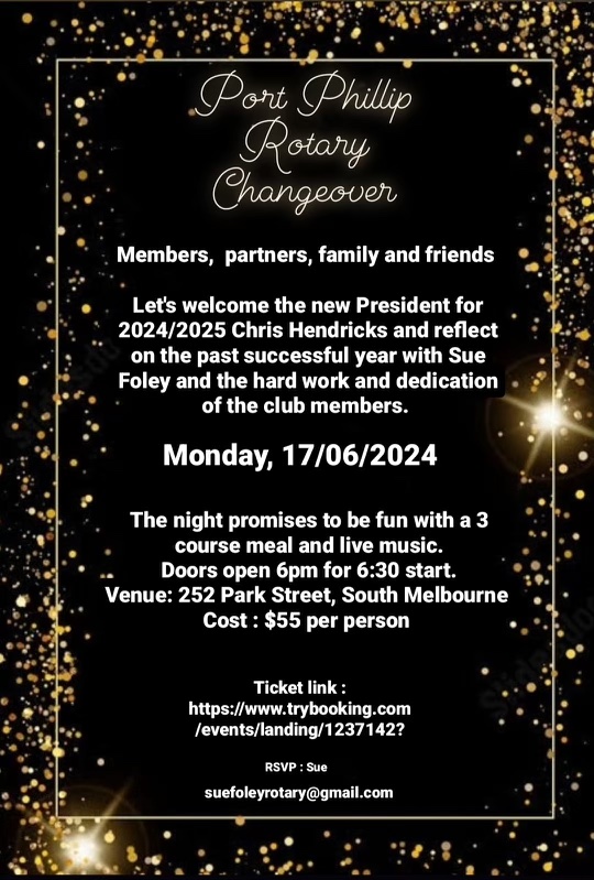 PORT PHILLIP ROTARY CHANGEOVER INVITATION | Rotary Club of Port Phillip