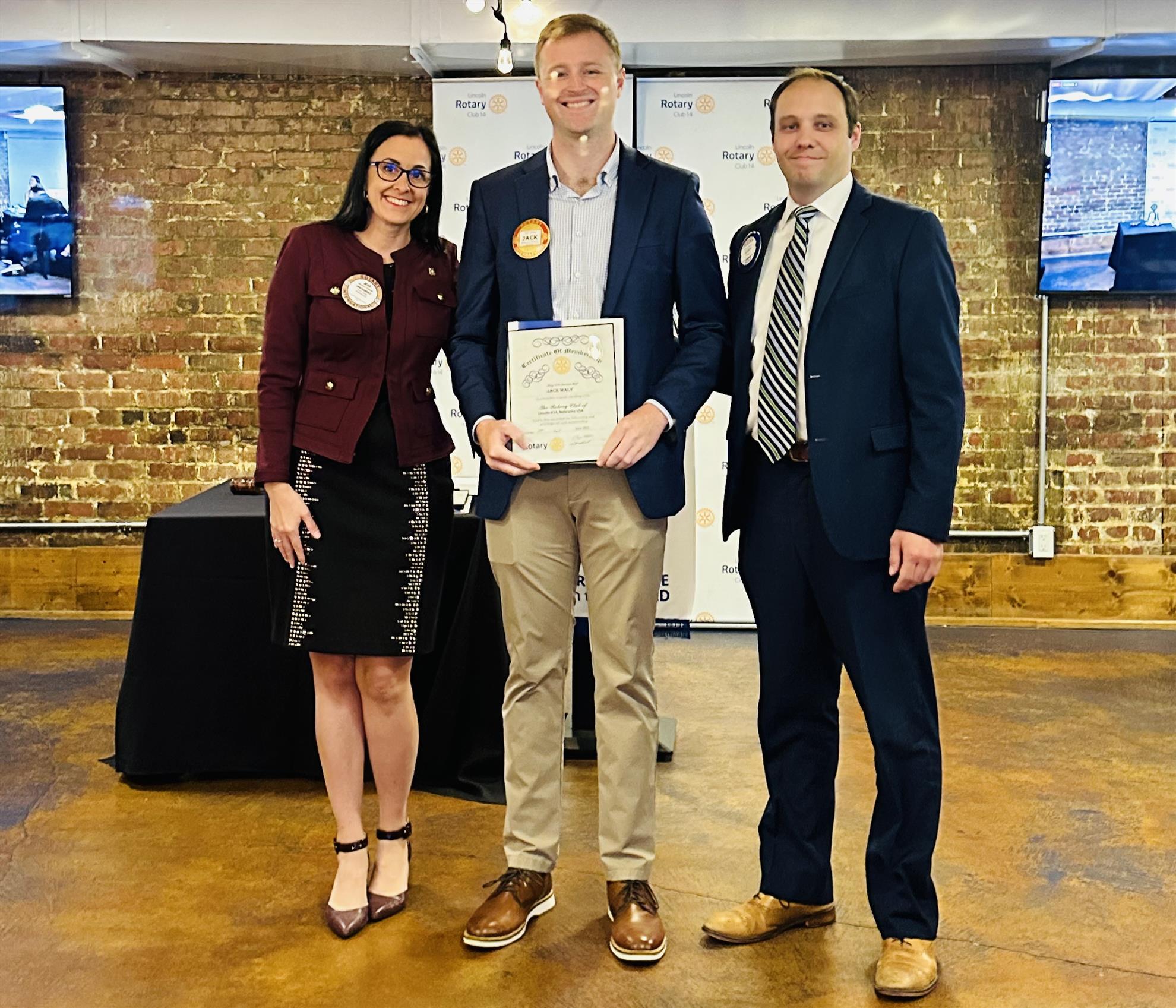 Welcome New Rotarian Jack Maly | Rotary Club of Lincoln #14