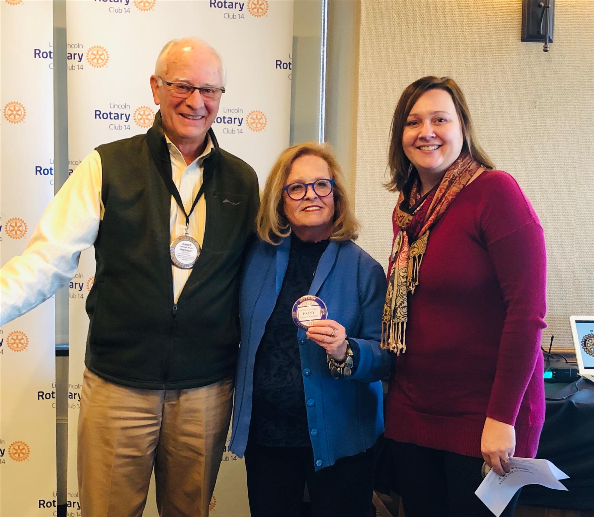 Patsy Kock-Johns Received her Blue Badge | Rotary Club of Lincoln #14