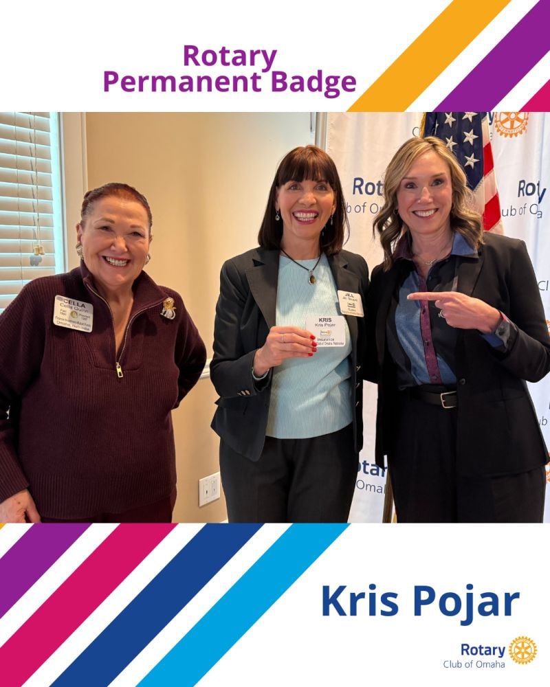 Kris Pojar Presented with Permanent Badge | Rotary Club of Omaha (Downtown)