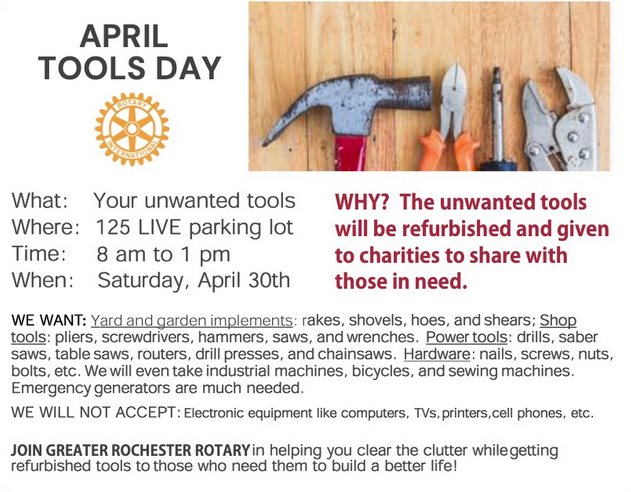 April 30: Greater Rochester Rotary's April Tools Day | The Rotary Club ...