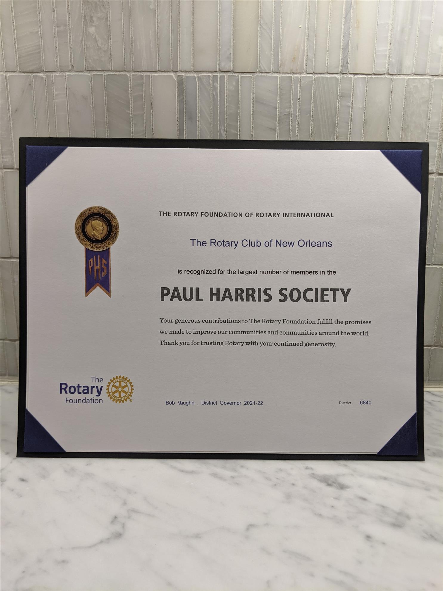 District 6840 Award Recognitions | Rotary Club of New Orleans, LA