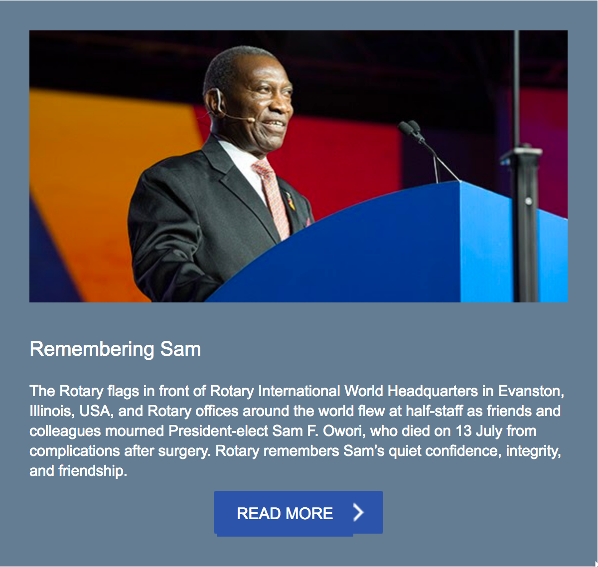 President-elect Sam F. Owori is Mourned | Rotary Club of Madison West ...