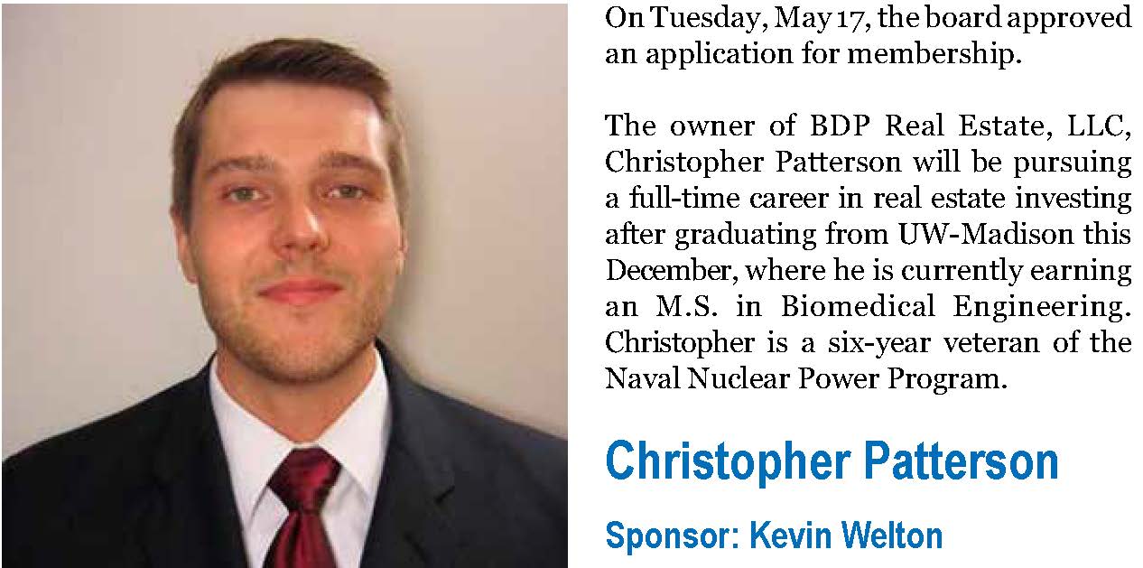 Welcome New Member - Christopher Patterson | Rotary Club of Madison ...