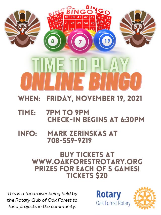 November 19, 2021 Online BINGO | Rotary Club of Oak Forest