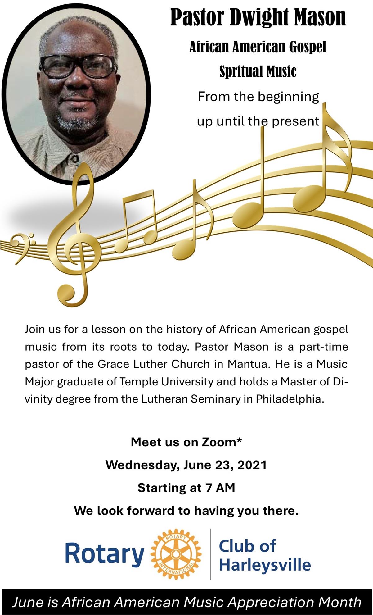 Pastor Mason | Rotary club of Harleysville