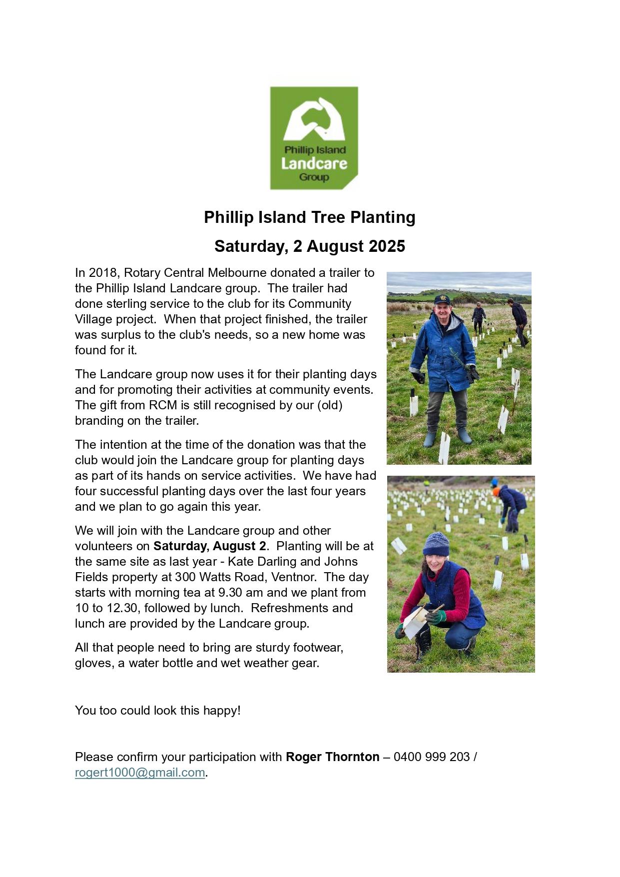 PHILLIP ISLAND TREE PLANTING | Rotary Club of Central Melbourne