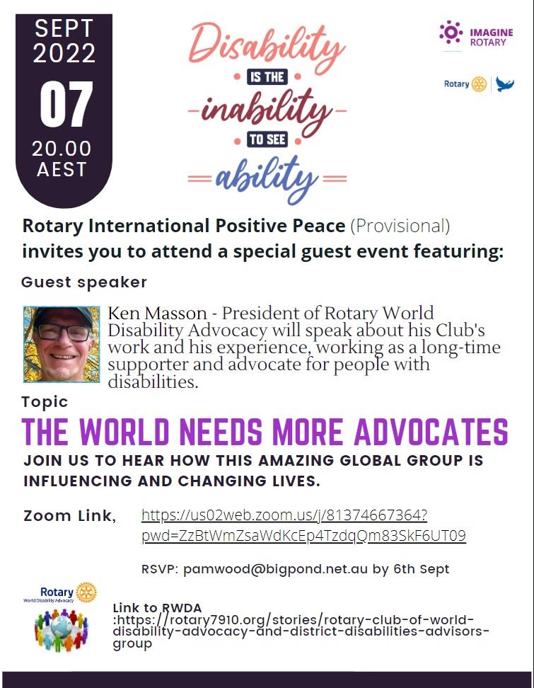 ROTARY INTERNATIONAL POSITIVE PEACE | Rotary Club of Central Melbourne