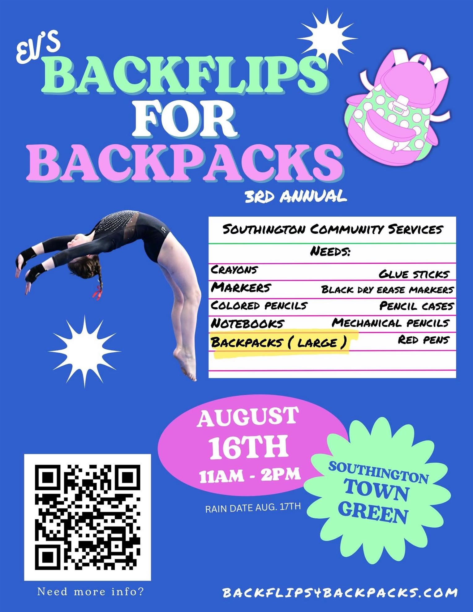 Backflips for Backpacks | Rotary Club of Southington