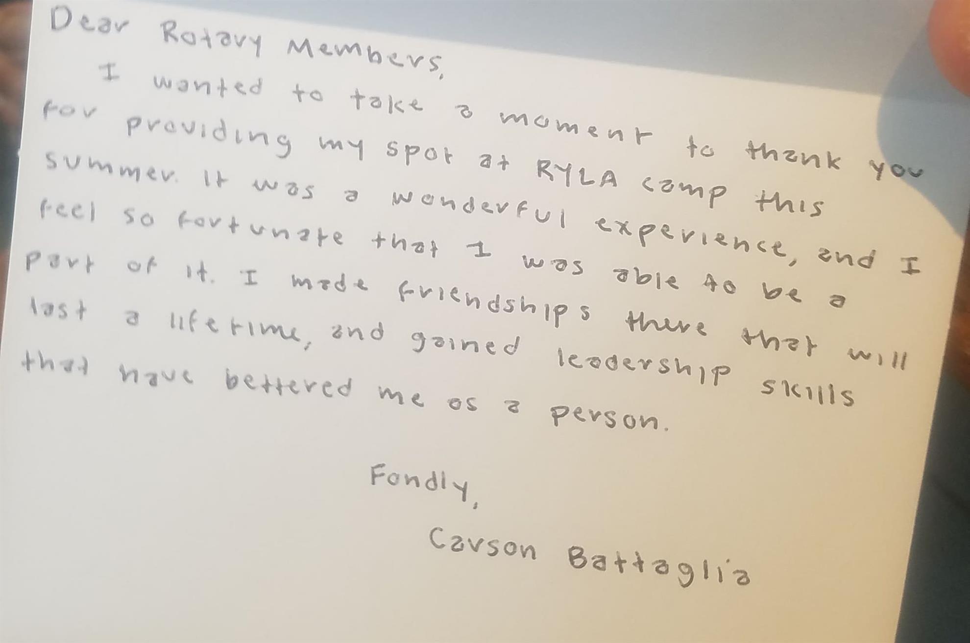 Thank You Notes | Rotary Club of Westbrook-Gorham