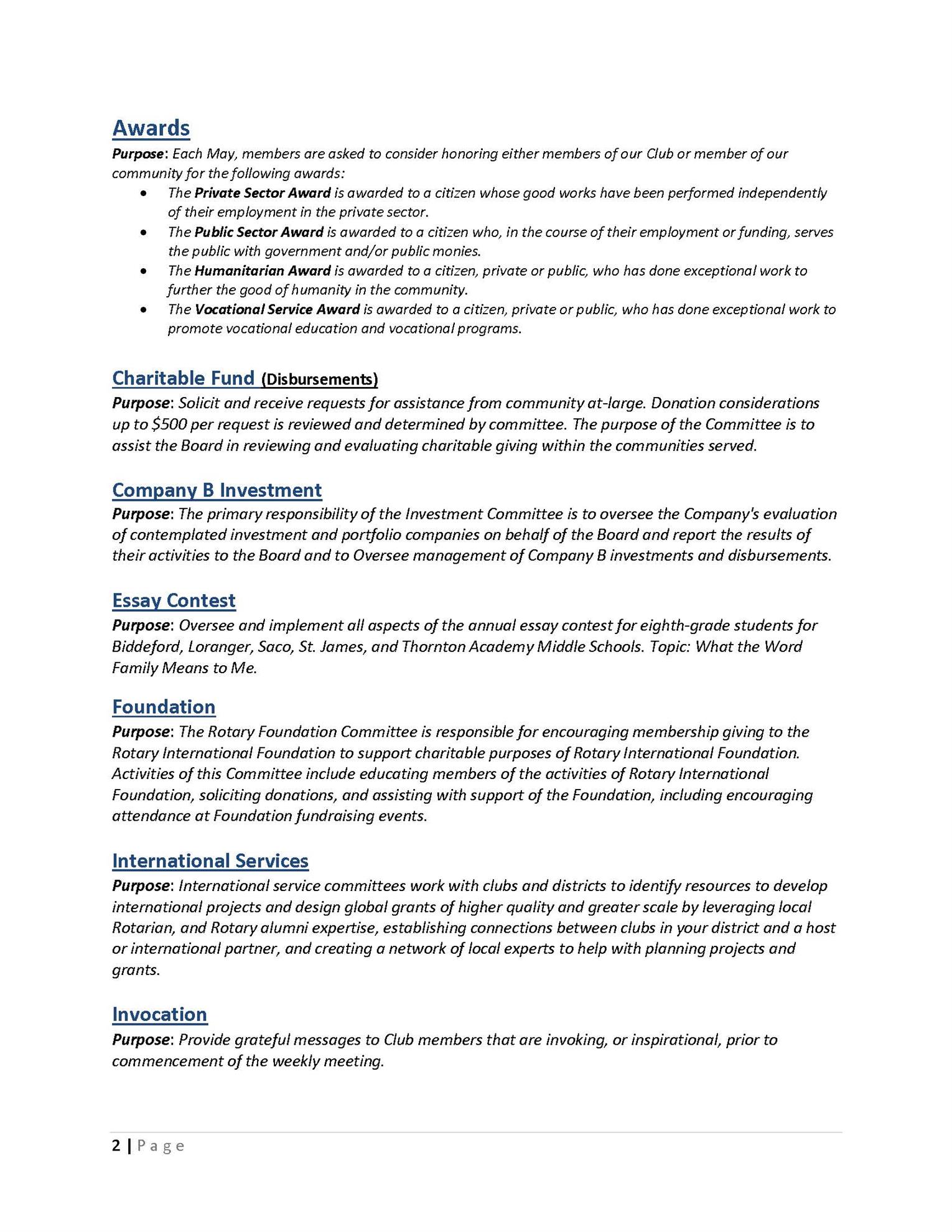 Rotary Committees 22-23 | Rotary Club of Biddeford-Saco