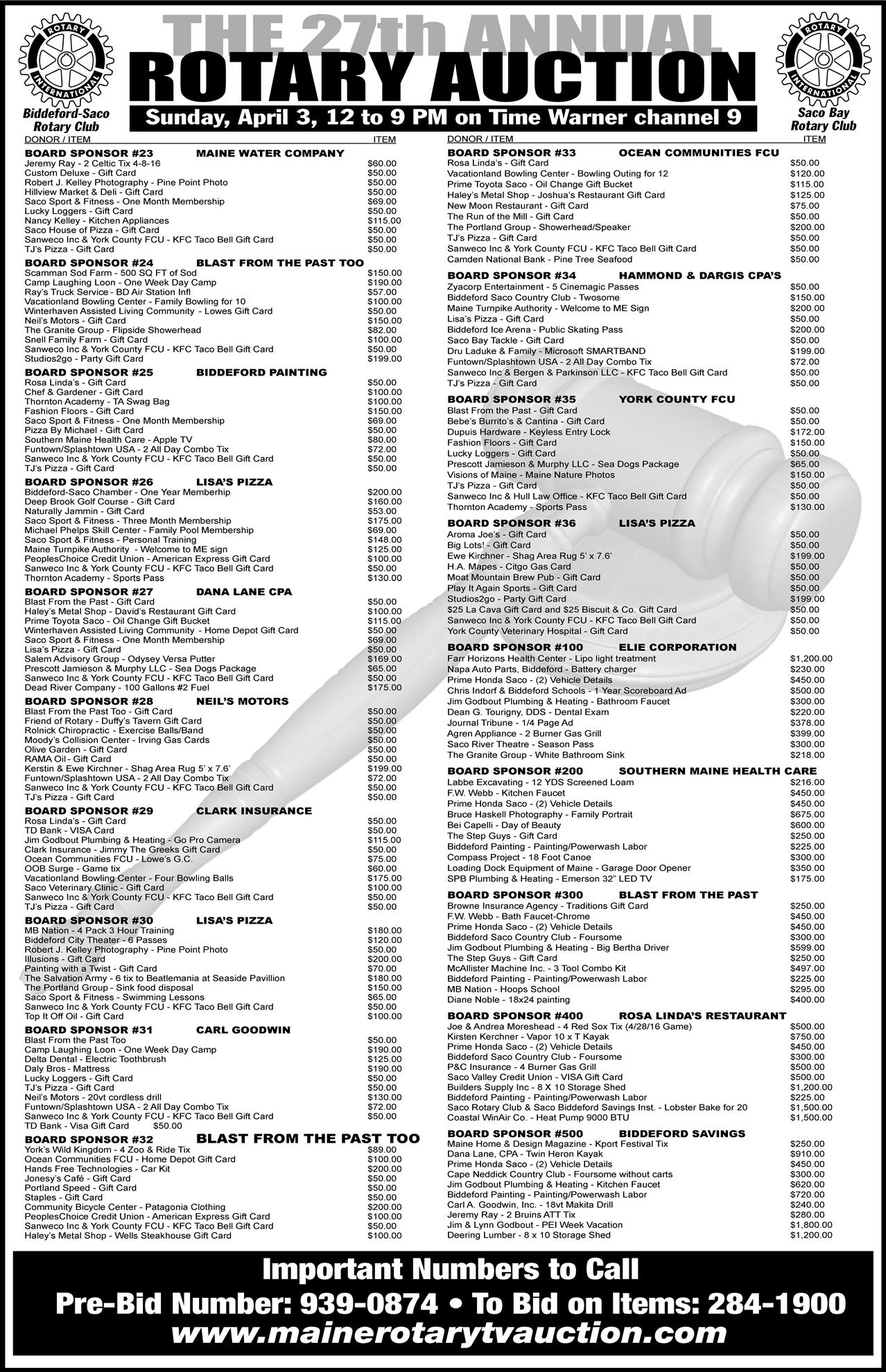 TV Auction | Rotary Club of Saco Bay (Saco-Biddeford)