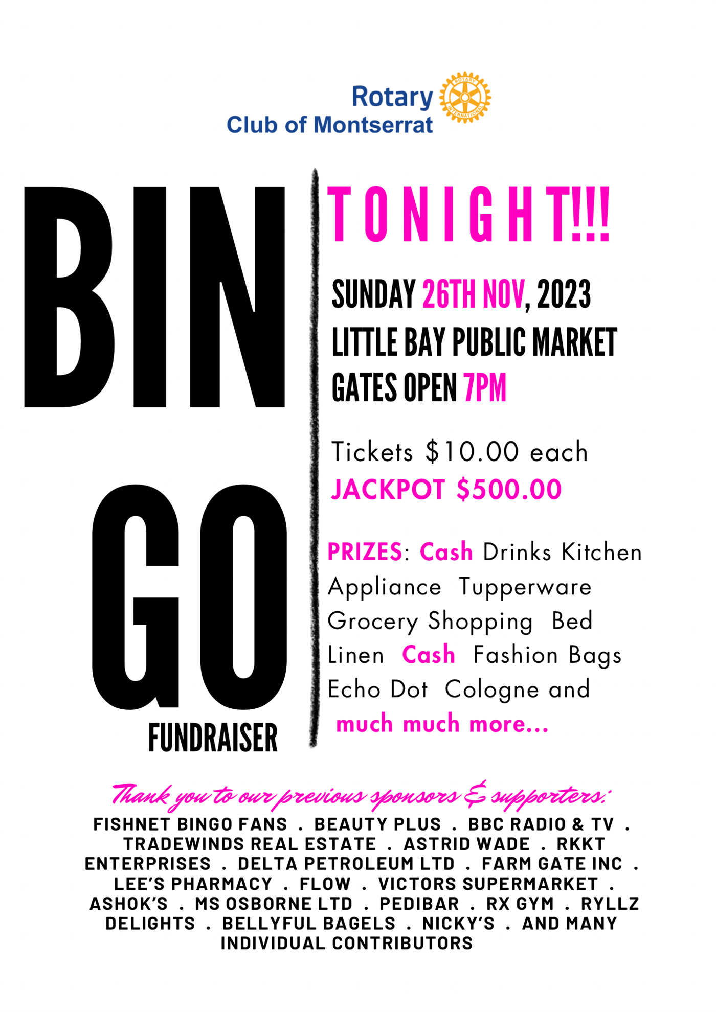 RCM Fundraiser Bingo | Rotary Club of Montserrat