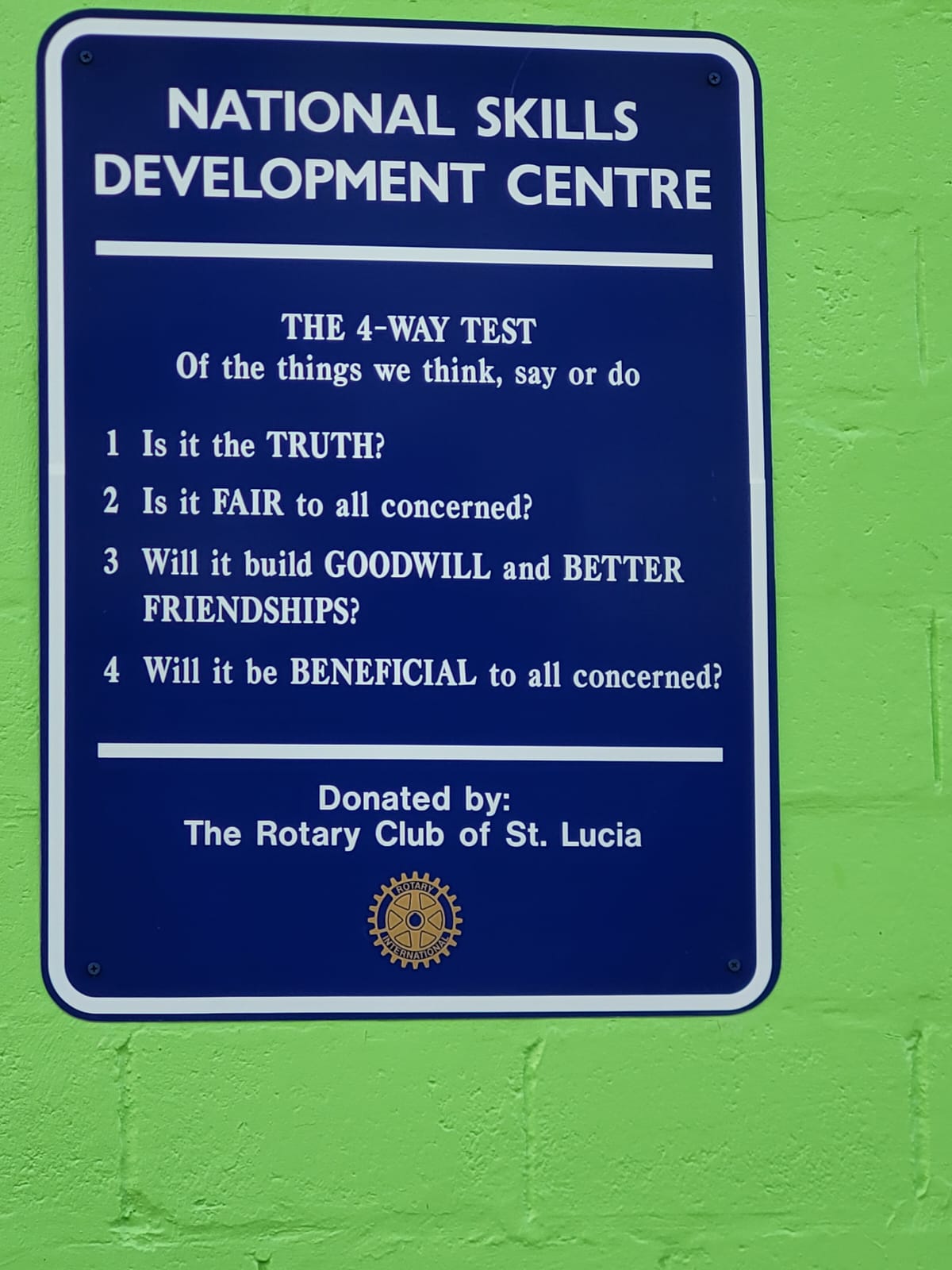 Rotary 4 Way Sign | Rotary Club of St. Lucia