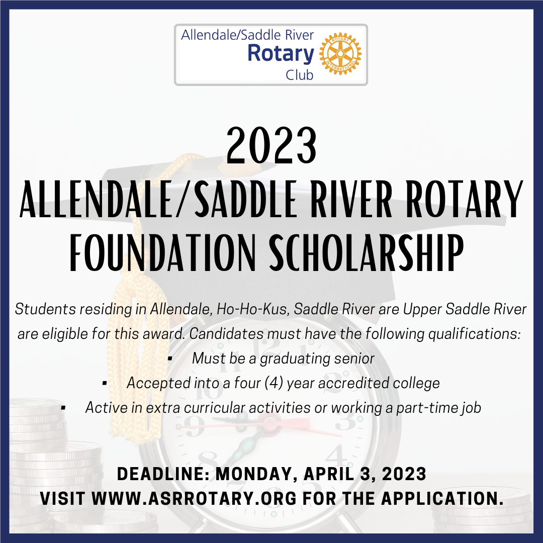 2023 ASRR Scholarship Now Available! | Rotary Club Allendale & Saddle River