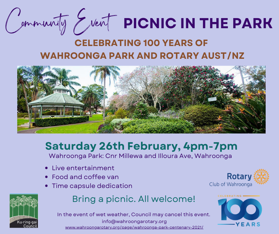 Wahroonga Park - Time Capsule unveiling | Rotary Club of Wahroonga
