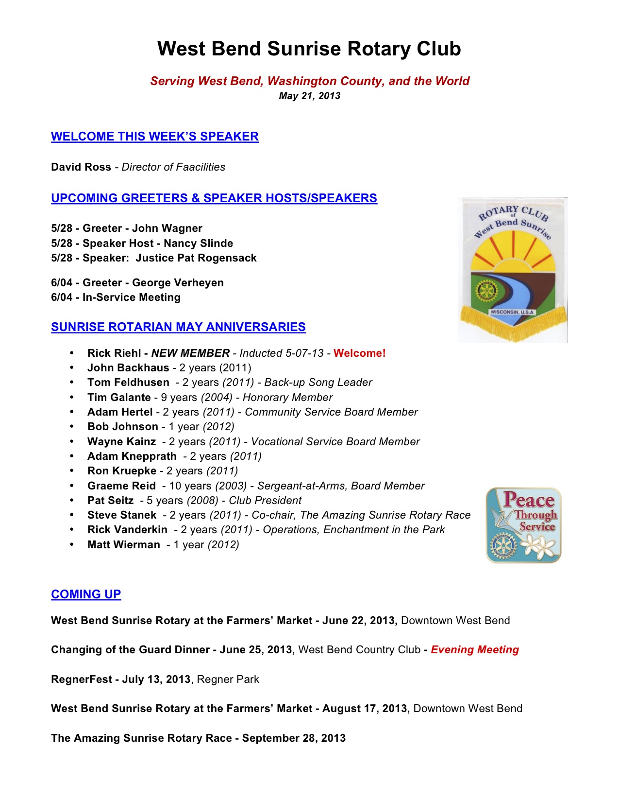 See Downloads to see weekly meeting handouts | Rotary Club of West Bend ...