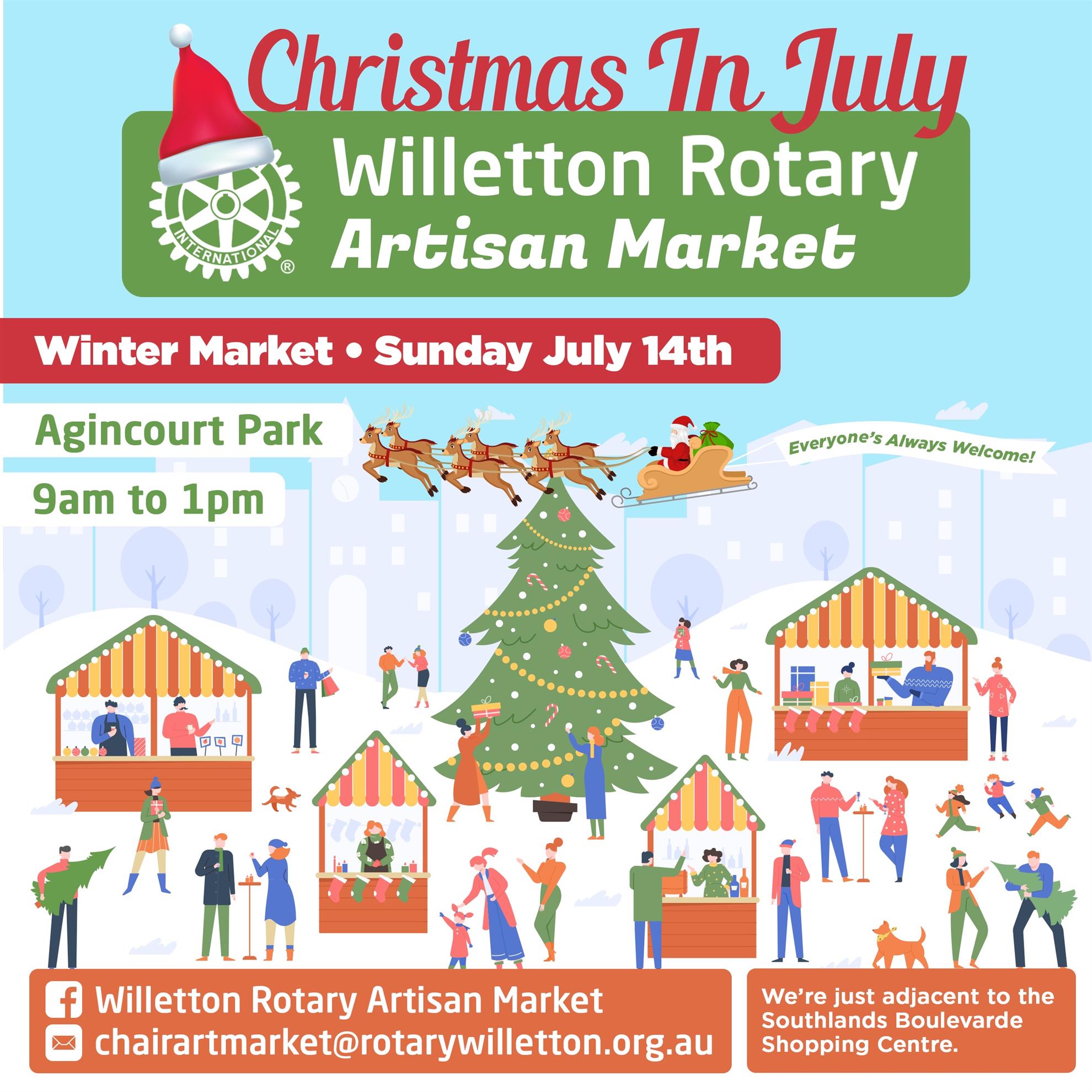 WILLETTON ROTARY CHRISTMAS IN JULY ARTISAN MARKET ON 14 JULY 2024 ...