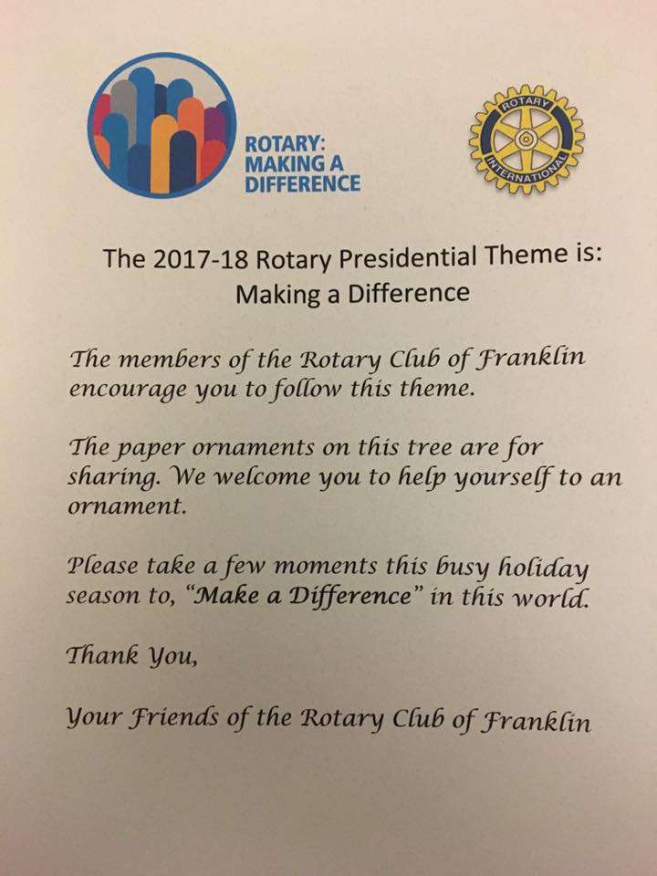 Franklin Rotary 'Making A Difference' Tree | Franklin Rotary Club