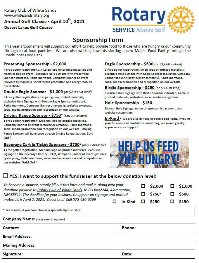 Make a Donation | Rotary Club of White Sands