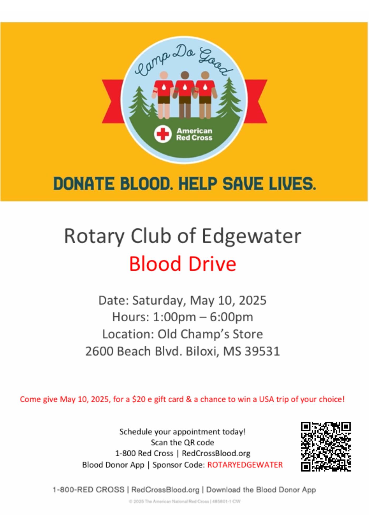 Spring Blood Drive 2025 | Rotary Club of Edgewater (Biloxi-Gulfport)