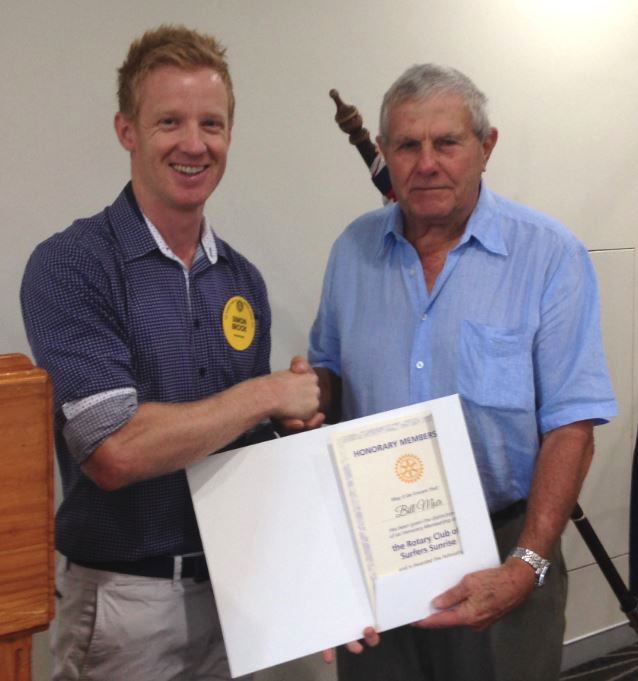 Honorary Membership for Bill Moir | Rotary Club of Surfers Sunrise