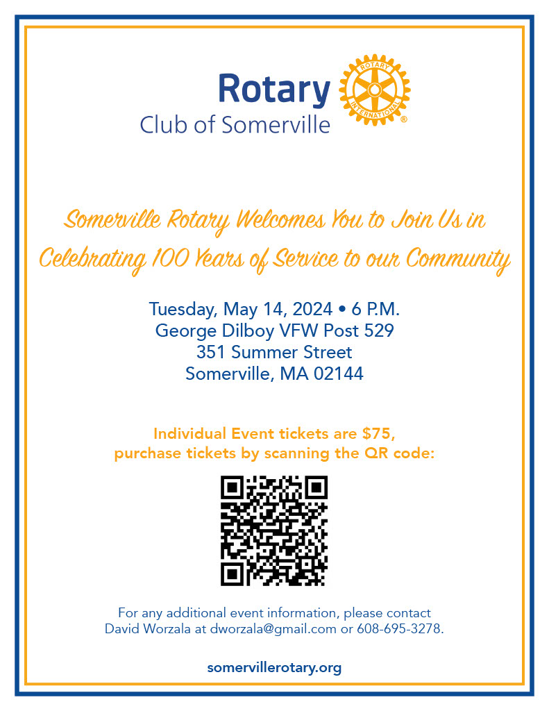 100th Anniversary Celebration Tickets | Rotary Club of Somerville