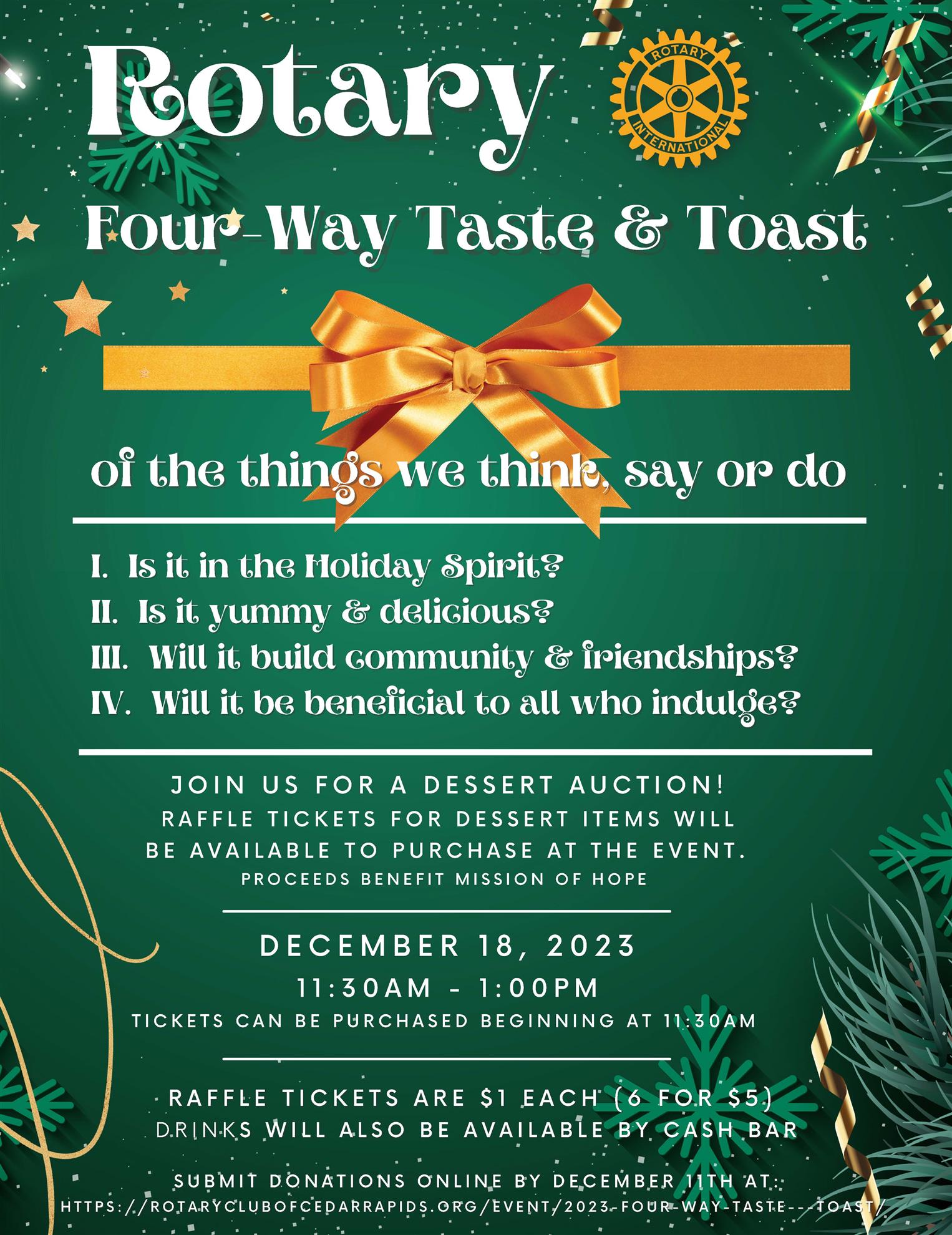 Four-Way Taste & Toast Fundraiser | Rotary Club of Cedar Rapids