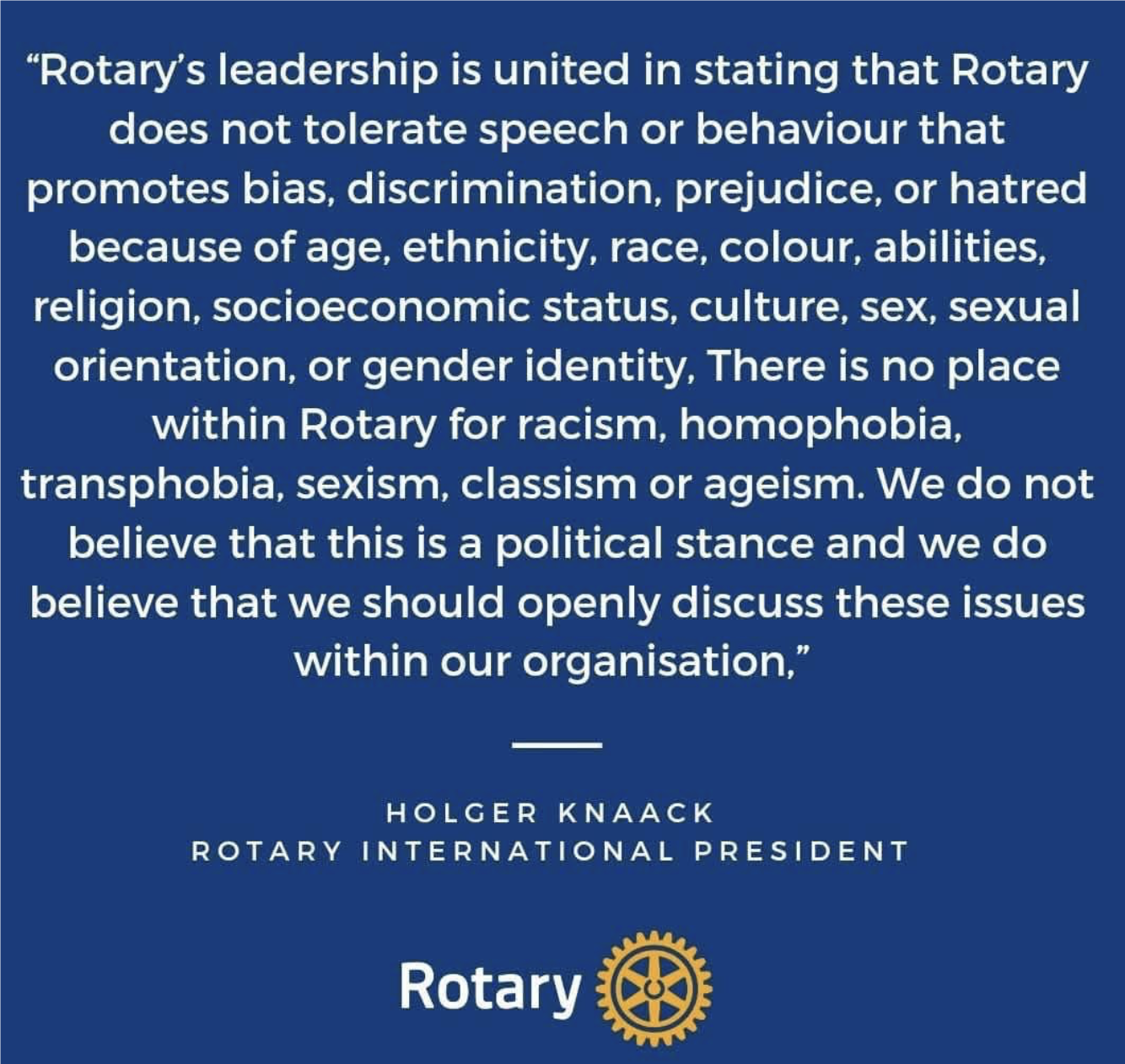 ROTARY INTERNATIONAL PRESIDENT'S MESSAGE | Rotary Club of Rochester Risers