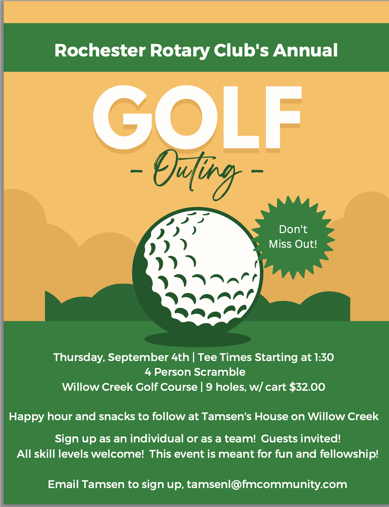 SOCIAL OPPORTUNITY - GOLF OUTING! | Rotary Club of Rochester Risers