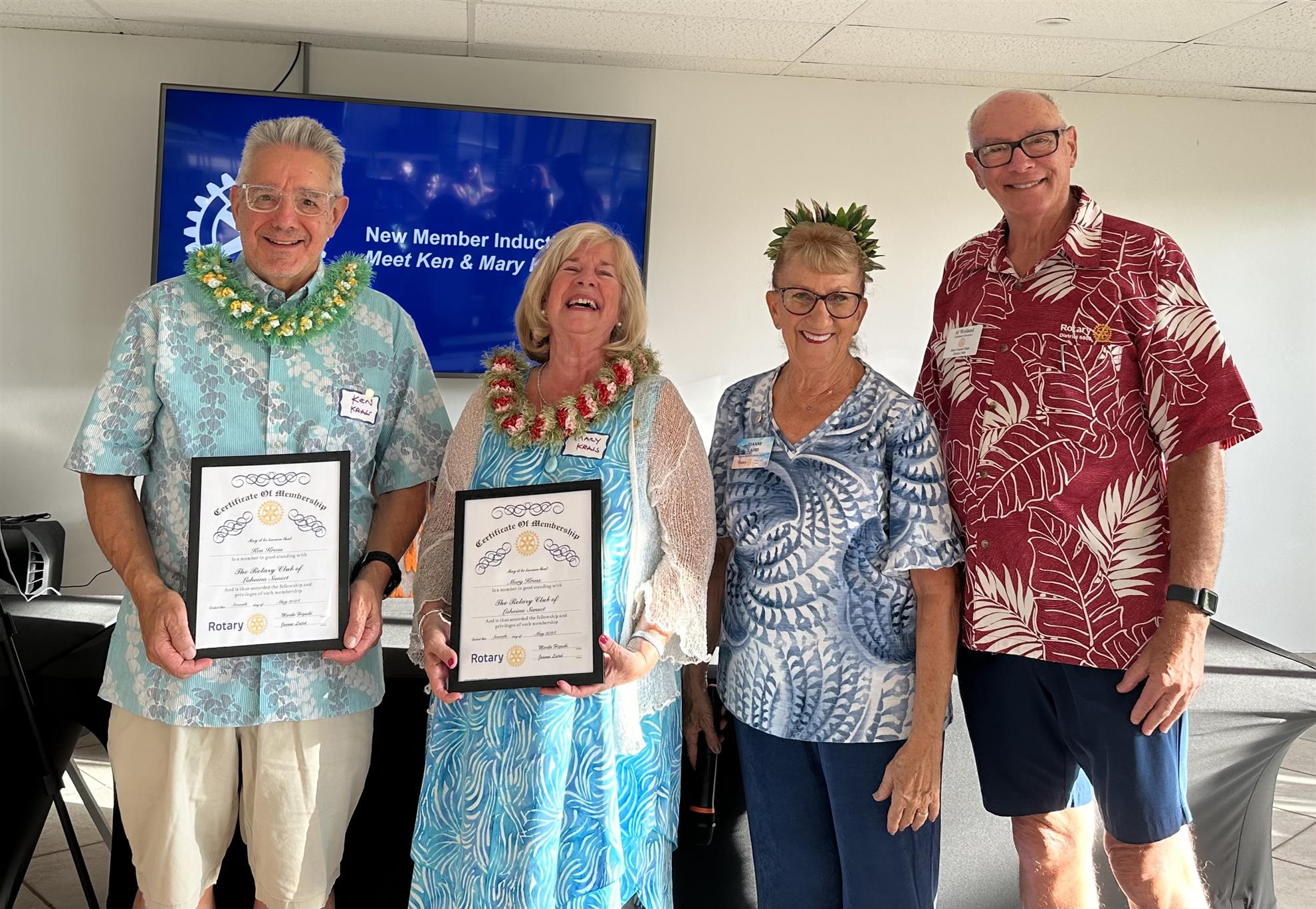 Welcome Ken and Mary Krass! | Rotary Club of Lahaina Sunset Maui